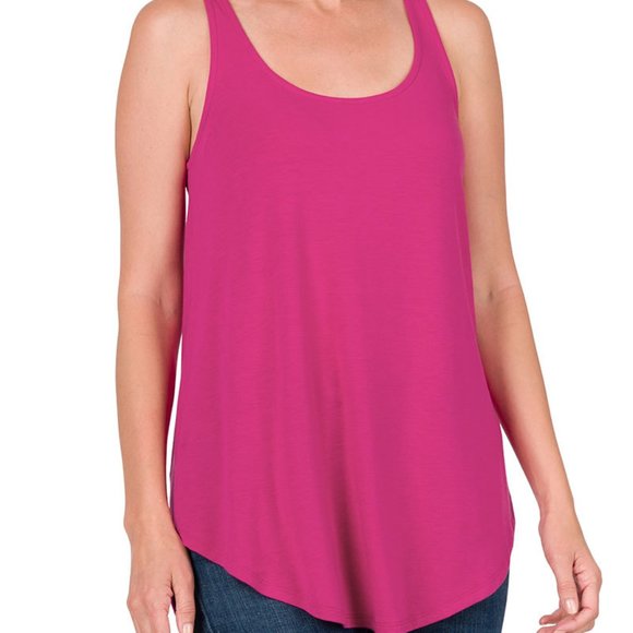 Zenana Outfitters | Tops | New Zenana Magenta Plus Size Tank Top Wround ...